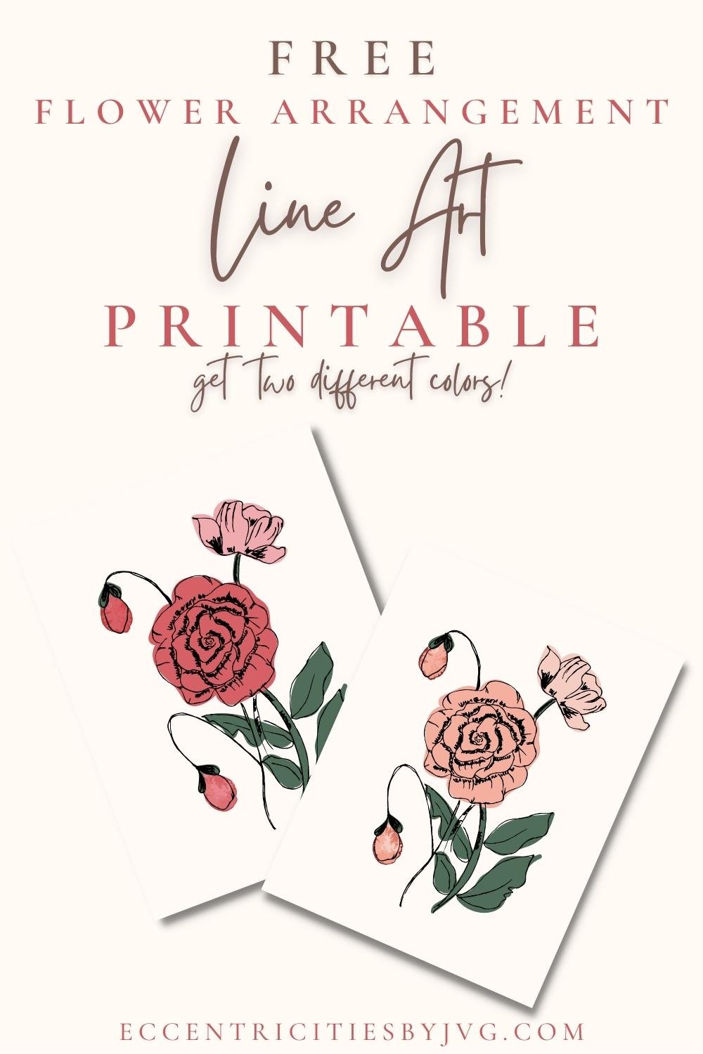 Line Art Flower Arrangement Free Printable